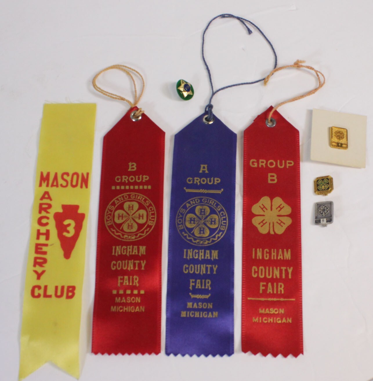 Vtg 4H Ingham County Fair Lot Mason MI Ribbons Awards Pins Sterling Lot ...