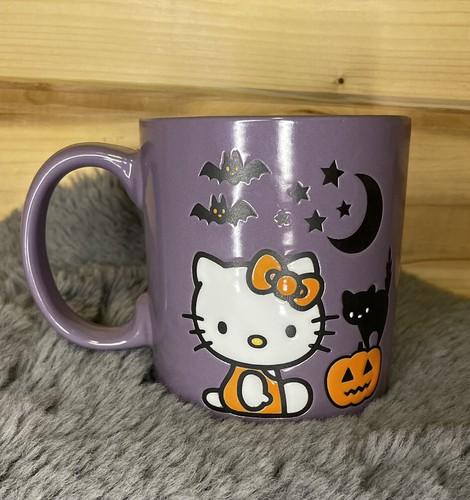 Hello Kitty Sanrio Halloween Purple Mug with Cat Pumpkin Bats Moon ...