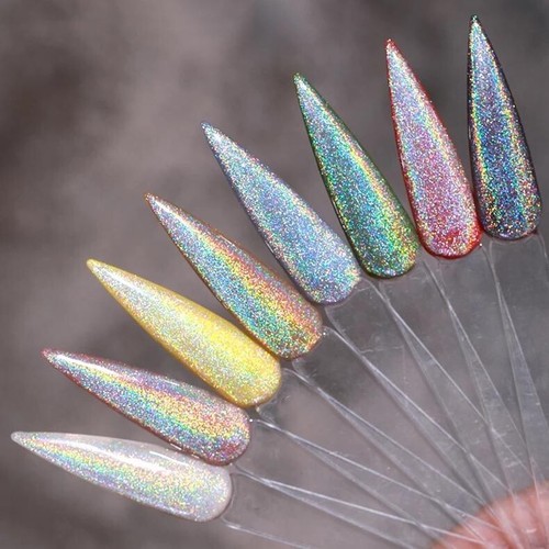 Silver Holographic Nail Powder Glitter Rainbow Nails Holo Effect Dust 2 ...