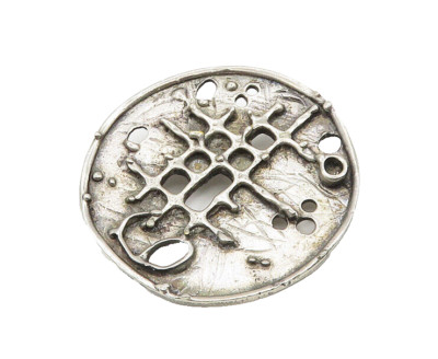 925 Sterling Silver Vintage Modernist Sculpted Round Brooch Pin BP7670 ...