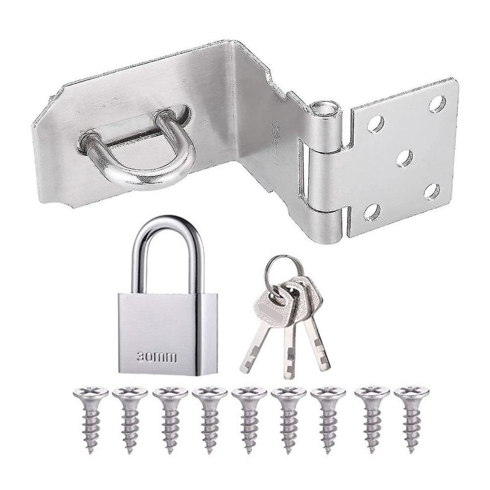 Secure Door Padlock Hasp Stainless Steel Latch for Cabinets Drawers and ...