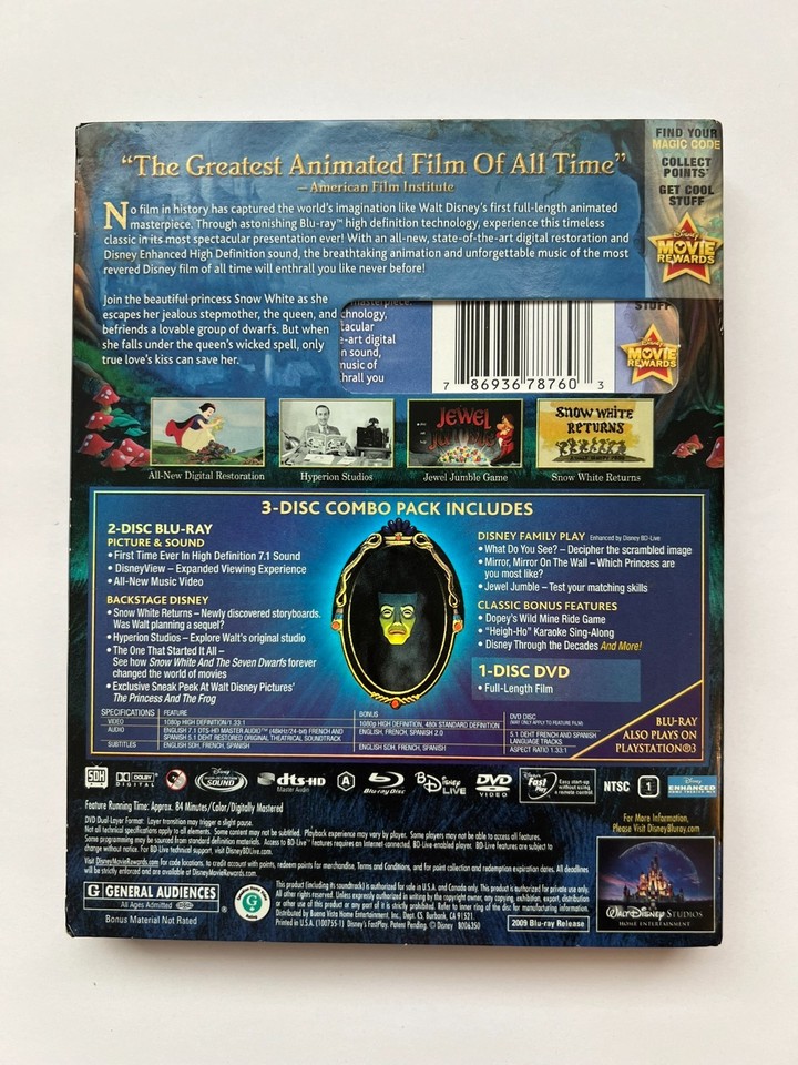 *Like NEW* Snow White and the Seven Dwarfs (2009) [Blu-ray + DVD ...