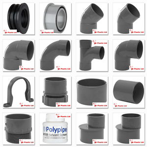 Polypipe 50mm Solvent Weld Waste Pipe Fittings in Grey (actual size ...