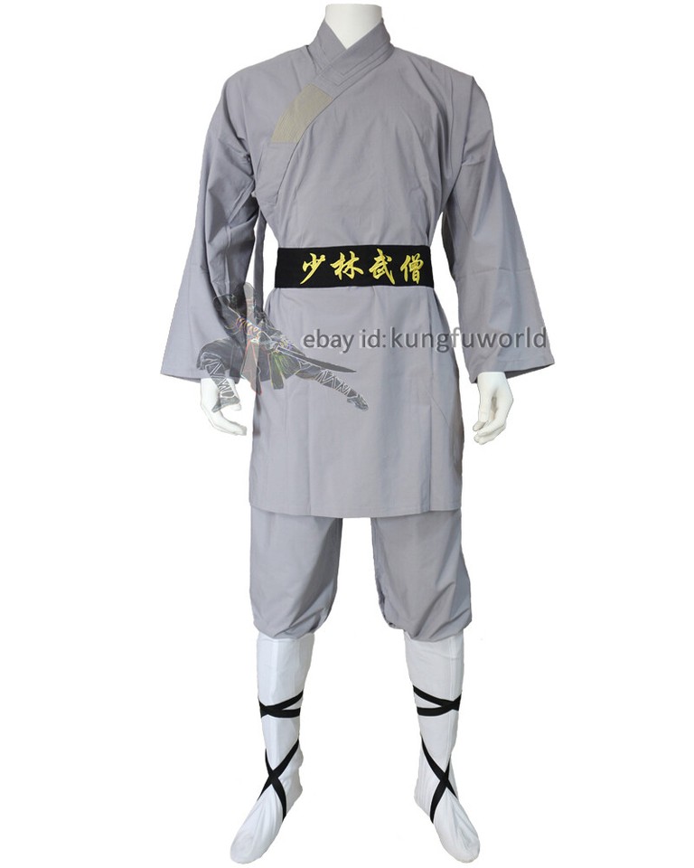 Gray Cotton Shaolin Kung fu Uniform Tai chi Suit Martial arts Wushu ...