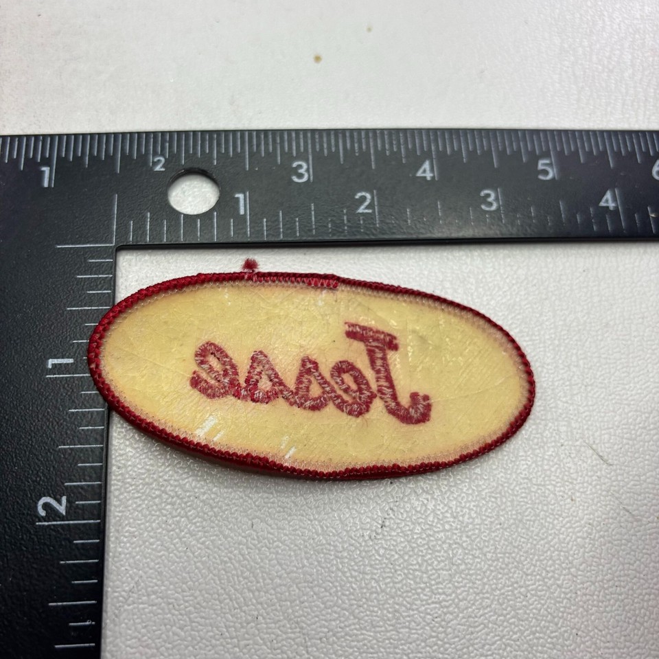 Vtg Oval Cursive Red Letter Name JESSE Patch Uniform ID Workwear 06WL ...