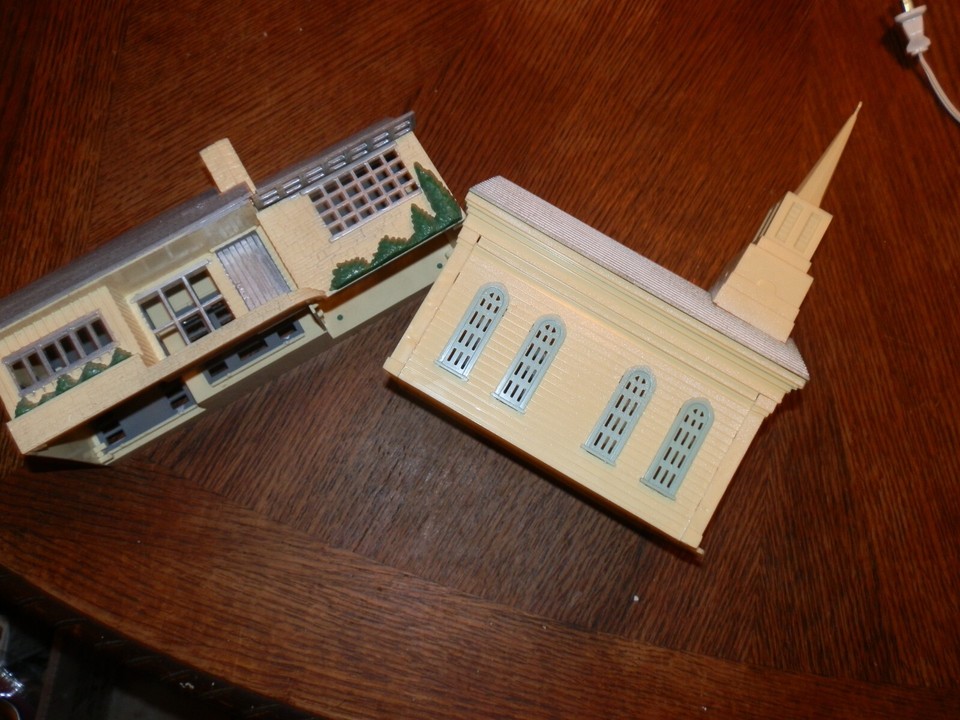 Vintage Ho Scale Plastic Buildings, Church and House, 9" 10" | eBay