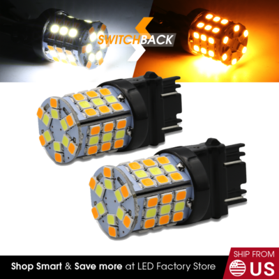 Syneticusa 3157 LED Switchback White Amber Turn Signal DRL Parking ...