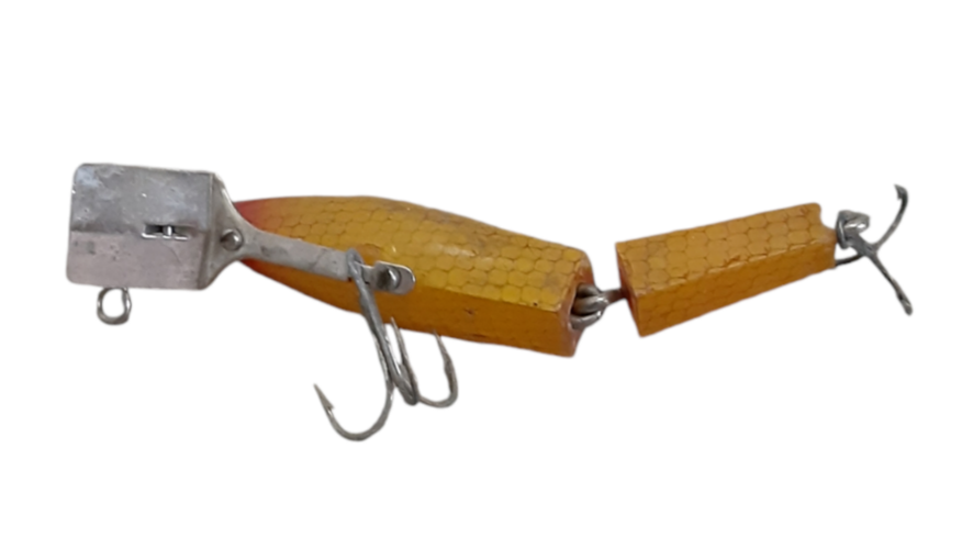 Vintage Diamond Jim Jointed Fishing Lure 3" Yellow Red Crankbait ...