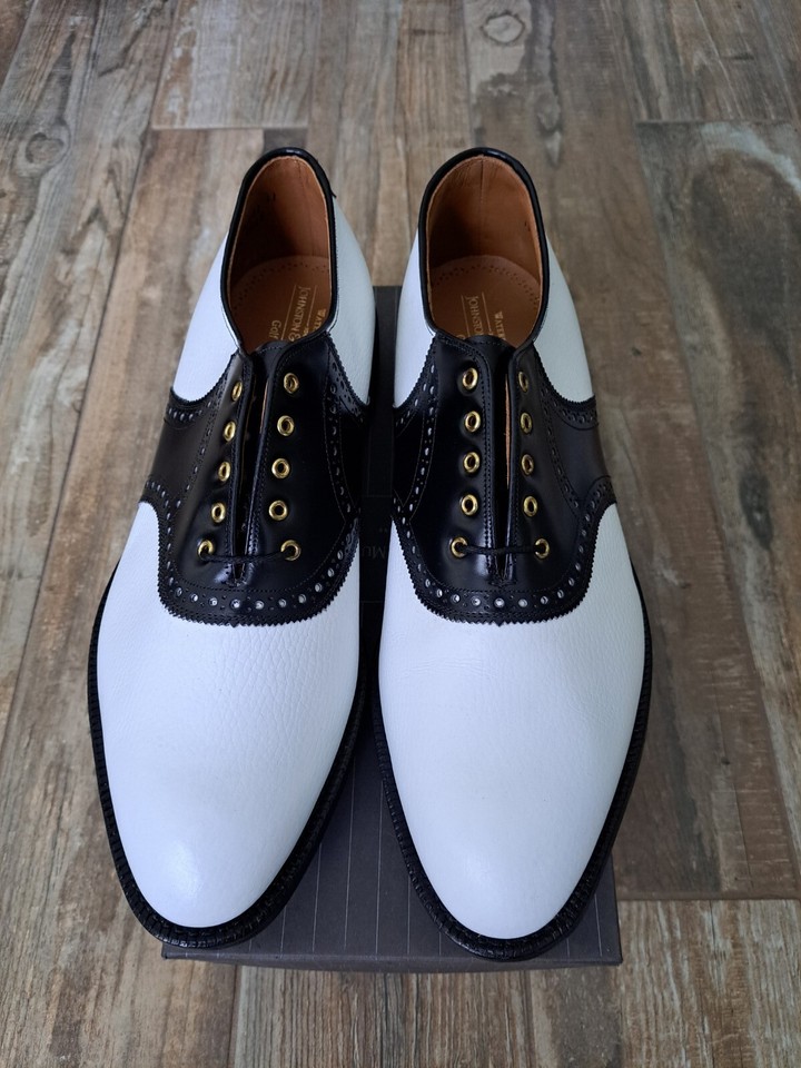 NEW Johnston & Murphy Addison Mens Golf Shoes Classics 13D WH/BLK 27 ...