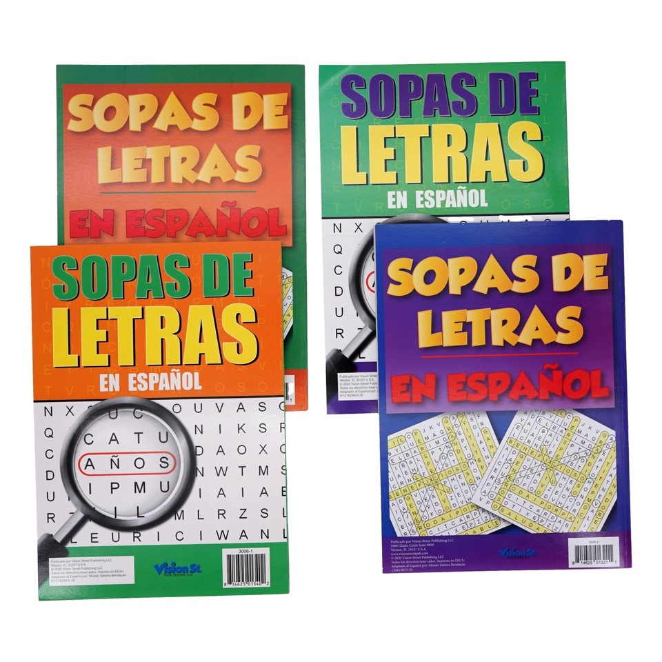Spanish Word Search Books (4 Pack, 60 Puzzles ea) Large Print Sopas De ...