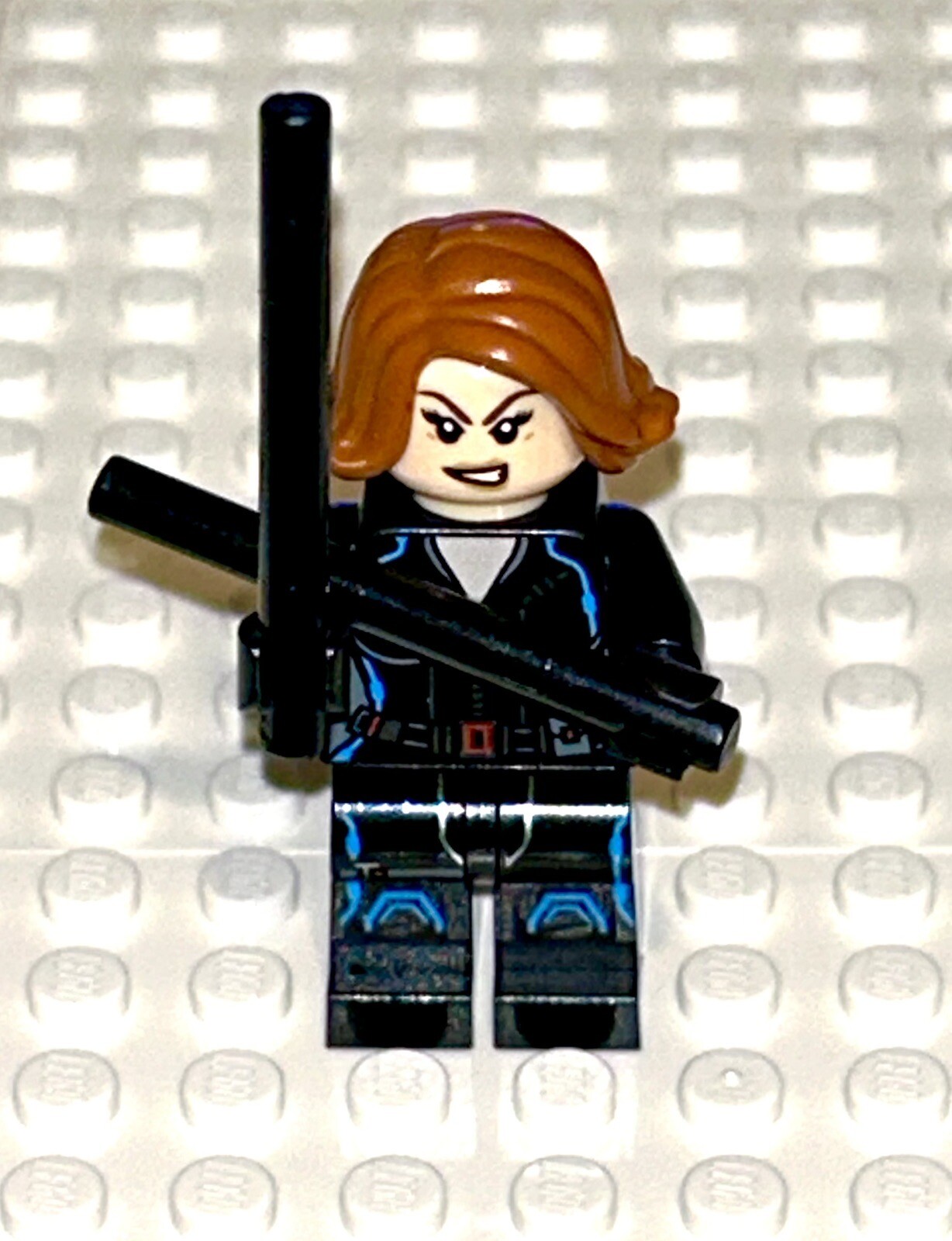 LEGO® Black Widow Minifig Jumpsuit w/ Dk Azur Trim & 2 Black Batons ...