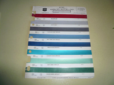 1969 AMC ACME Color Chip Paint Sample | eBay