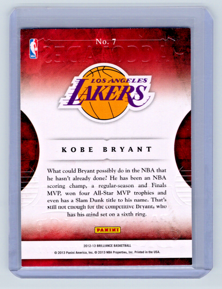 2012-13 Panini Brilliance Accolades Kobe Bryant Card #7 | eBay