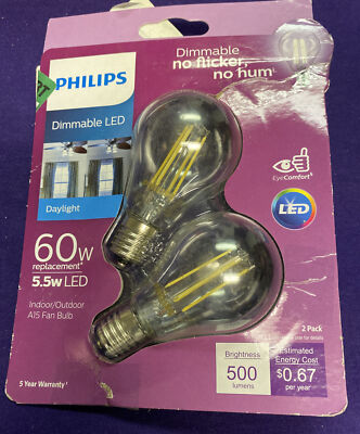 2 packs (4) Bulbs PHILIPS DIMMABLE LED Daylight 500 Lumens 5.5W LED | eBay
