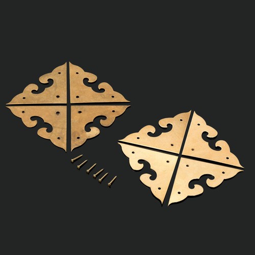 4Pcs Brass Flat Box Corners Guard Cabinet Trunk Jewelry Chest Corner ...