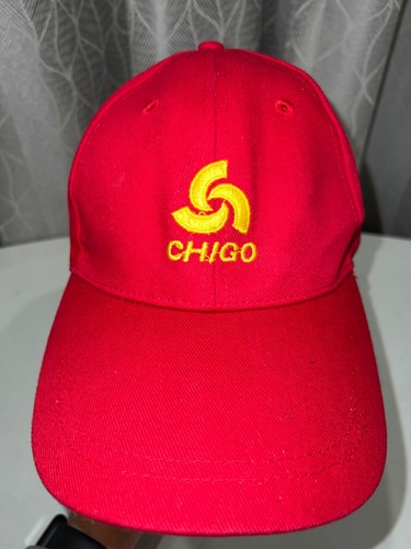 CHIGO And Logo Embroidered Gold w Logo on Front and strap Red Hat Cap ...