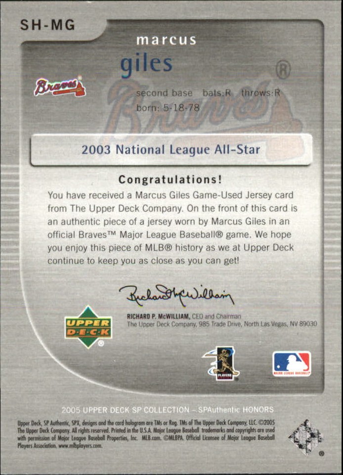 2005 SP Authentic Honors #MG Marcus Giles /299 - NM-MT | eBay