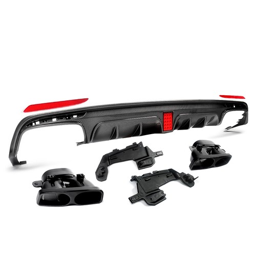 F1 Style Rear Diffuser W/Exhaust Carbon Look For Mercedes S Class W222 ...