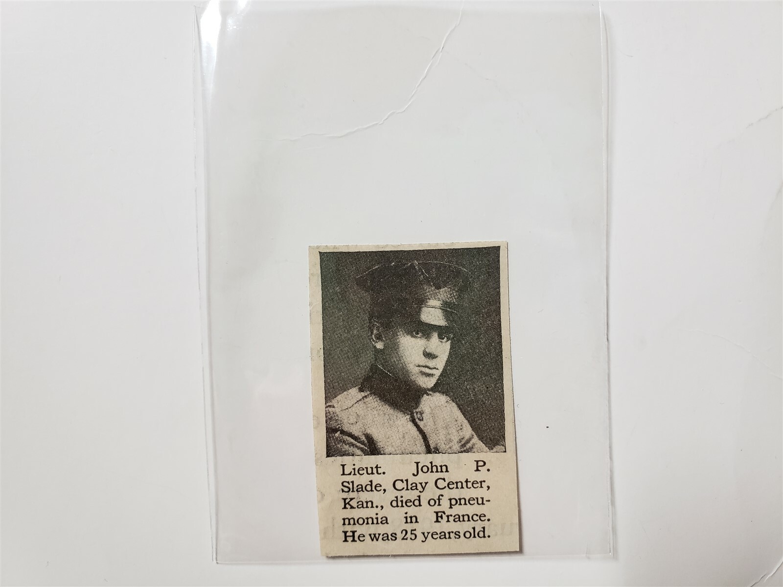 Lieutenant John P. Slade Clay Center Kansas 1918 World War 1 WW1 Hero ...