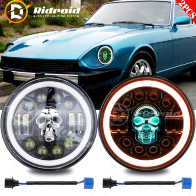RGB 7Inch Round LED Headlights Hi/Low For Datsun 240Z 260Z 280Z 280ZX ...