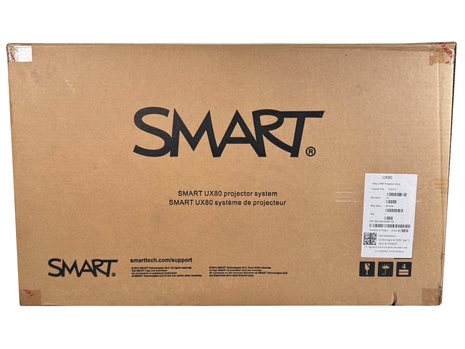 NEW SMART UX80 DLP Projector Ultra Short Throw 3600 Lumens WXGA 1 YEAR ...