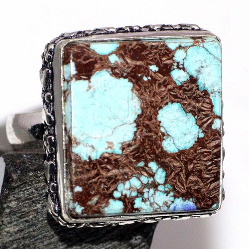 925 Silver Plated New Lander Turquoise Ethnic Ring Jewelry Size US 7 GW ...