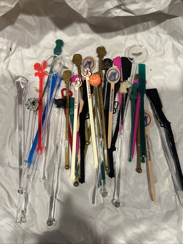 Cocktail Drink Swizzle Sticks Lot Of 40 Misc, Guns, Halloween, Vegas ...