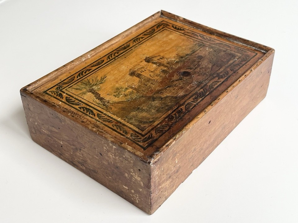 Hand-Painted Georgian Pre-Mosaic Tunbridge Ware Sewing Box c. 1820s ...