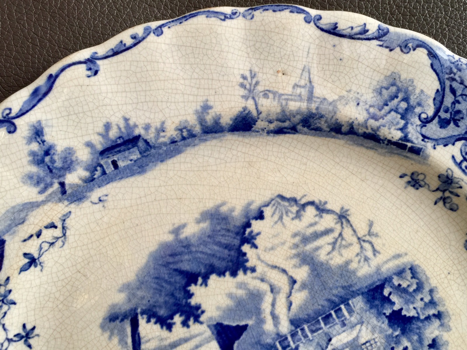 Antique Heavy Victorian English Grimwades Blue "Delph" 9.5"/24cm ...