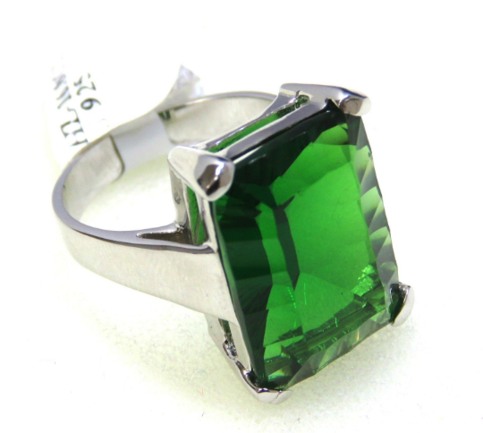 R0768G Mt St Helens Green Helenite Emerald-Cut 13x18mm 16Ct Sterling ...