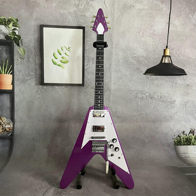 Metallic Purple Flying V Electric Guitar Mahogany Body&Neck HPL ...