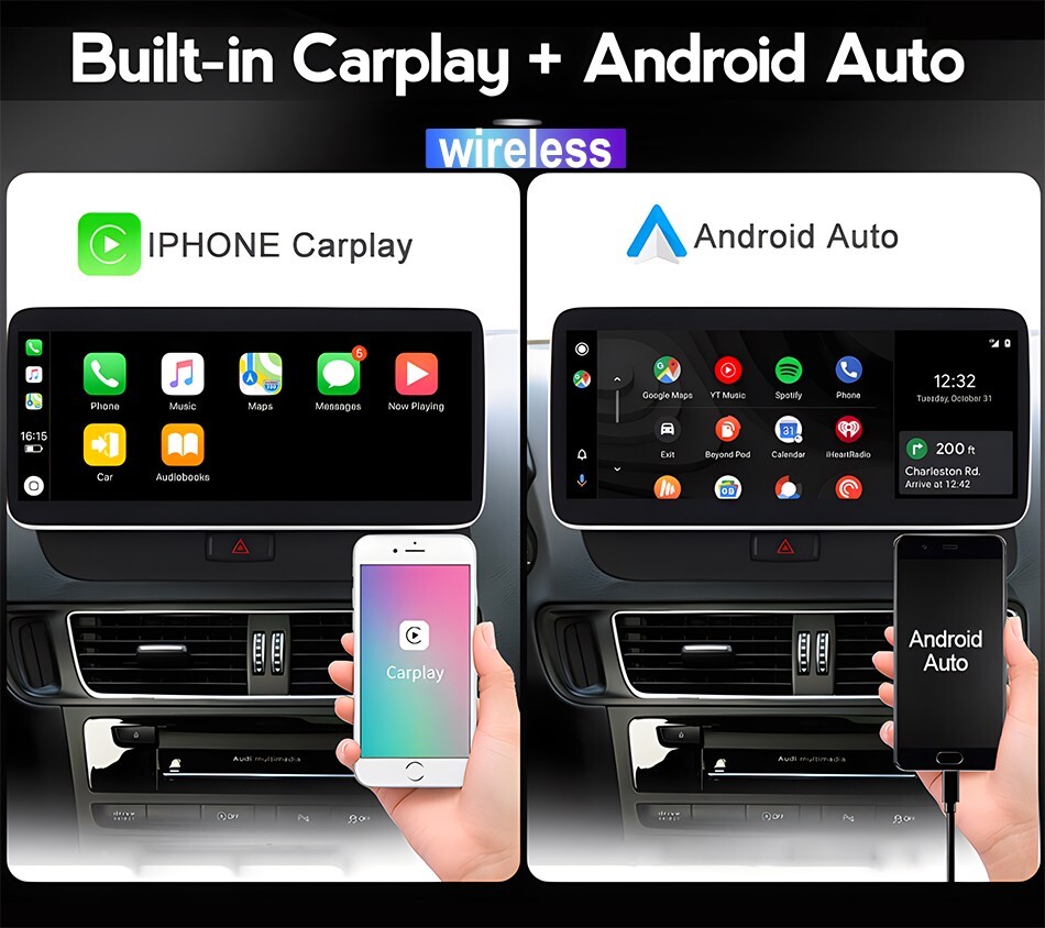 10.25''Car Rado Android 14 Player GPS Navi CarPlay For AUDI A4 A5 B8 8G ...