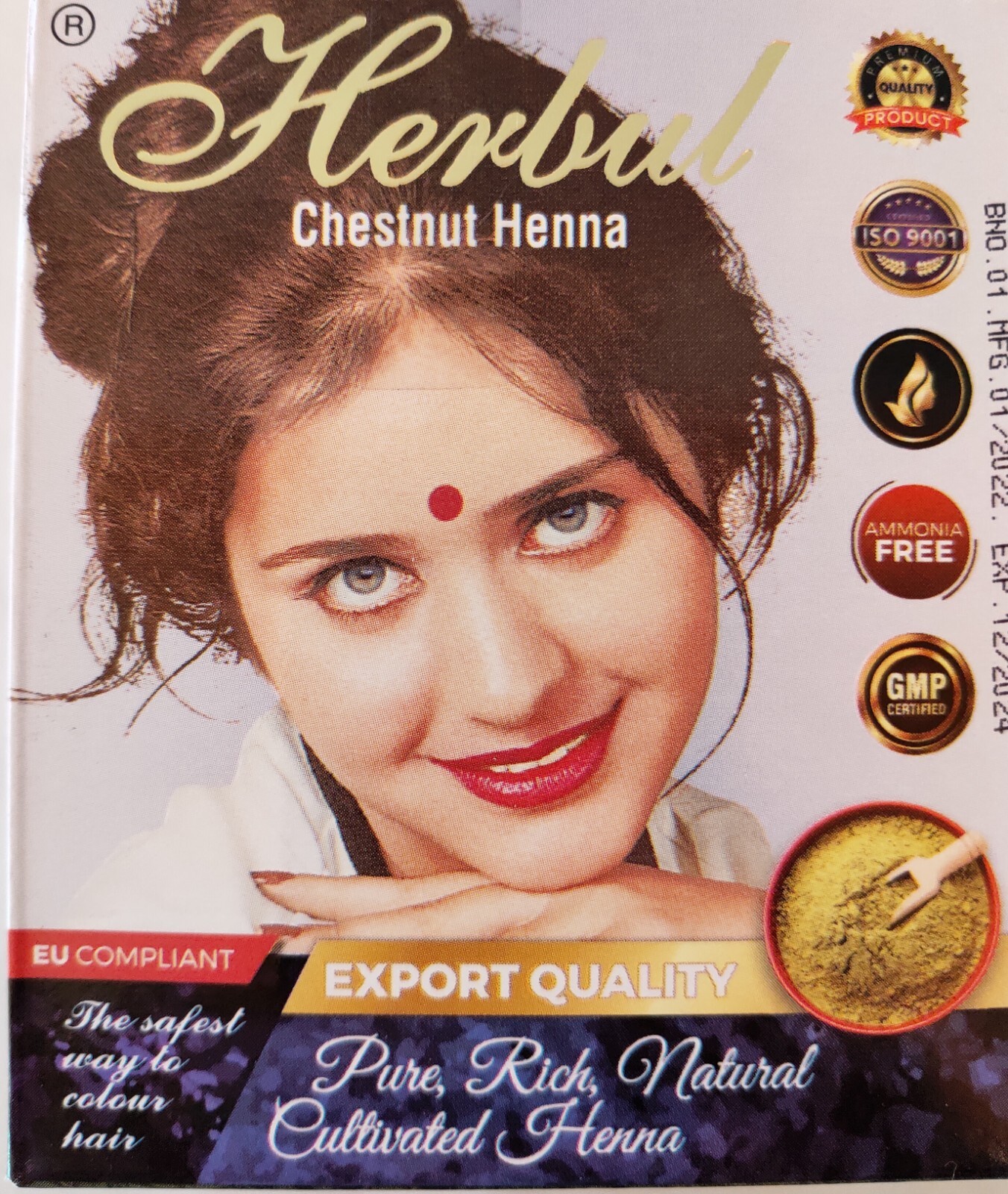 HERBUL Henna Natur Haar Farbstoffe 6x10g Pulver Dunkelbraun Schwarz Rot ...