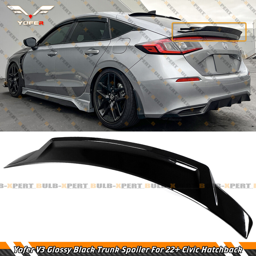 Yofer V3 Gloss Black HighKick Duckbill Trunk Spoiler For 2022-26 Civic ...