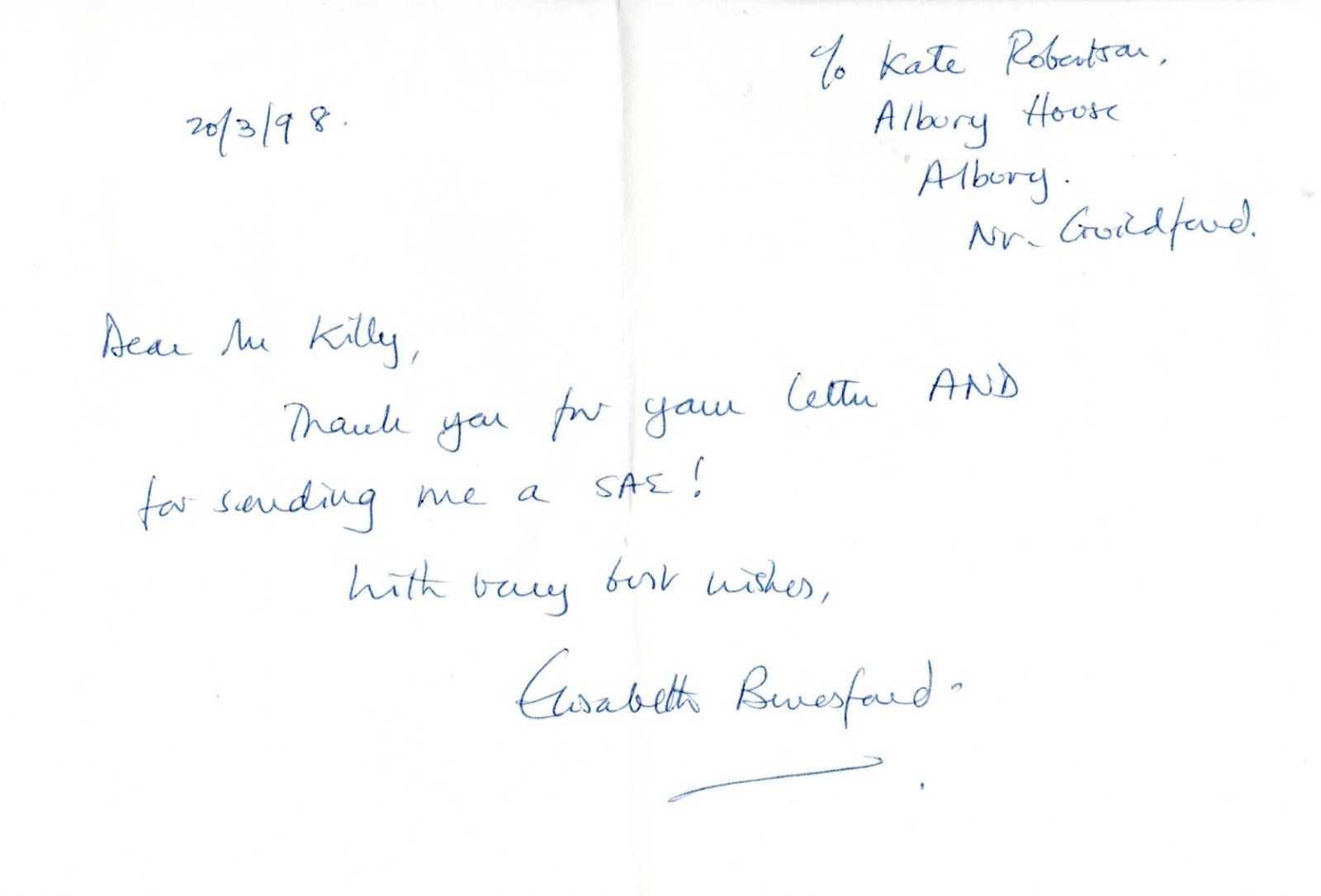 Elisabeth Beresford Author THE WOMBLES Signed Letter Autographed | eBay UK