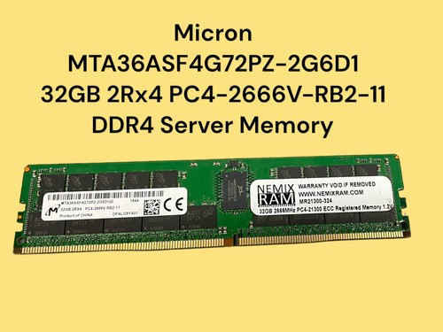 Micron MTA36ASF4G72PZ-2G6D1 32GB 2Rx4 PC4-2666V-RB2-11 DDR4 Server ...
