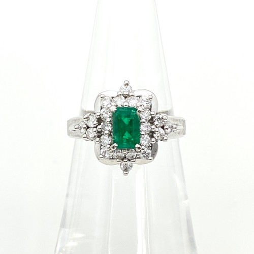 emerald design ring Platinum ring melee diamond Ring Pt900 Emerald ...
