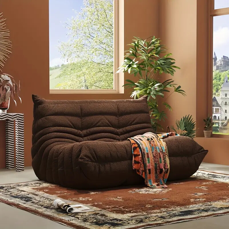 Lazy Floor Sofa Teddy Fleece Couch Comfy Bean Bag Chairs for Working on ...