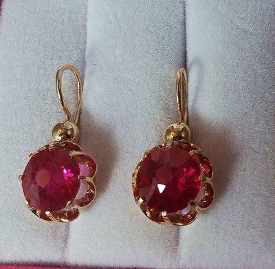 Vintage Women's Earrings Soviet USSR jewelry Gold 14K ⭐ 583 Ruby | eBay