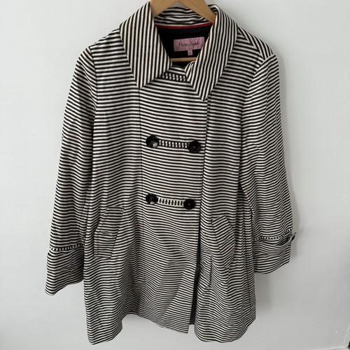 Phase Eight Womens Black Striped Pea Coat Size 12 | eBay UK