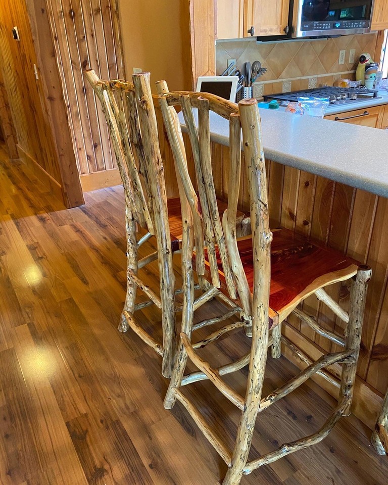 Rustic Cedar Bar or Counter Log Chair Handmade Custom Cabin Home ...