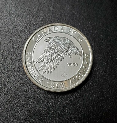 Rare 2016 Canada Wildlife Snow Falcon Silver Maple 1.5 Oz Fine Silver ...