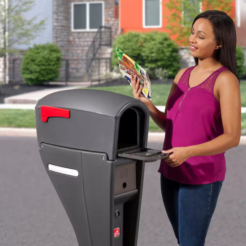 Mail Master Streamline Stone Grey Overpost Mounted Plastic Mailbox ...