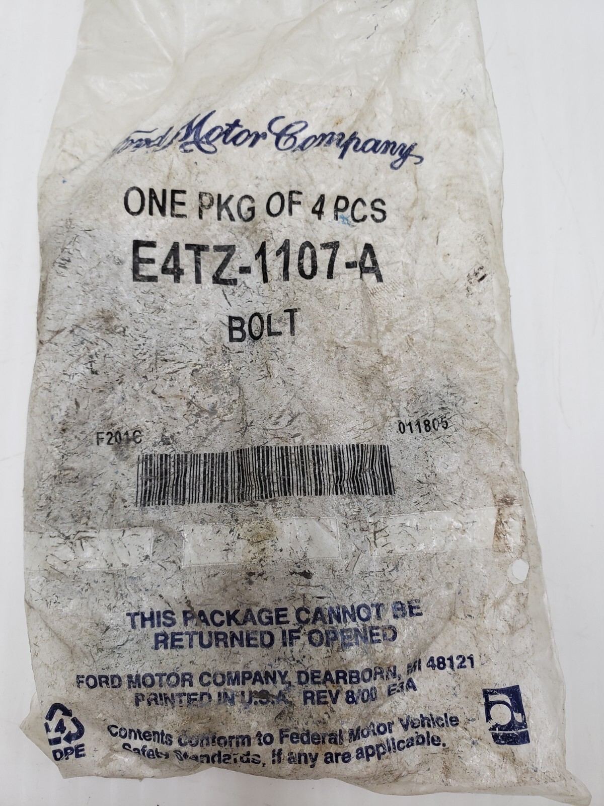 Ford Motor Company Bolt E4TZ-1107-A Pkg of 4 Pcs | eBay