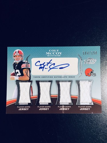 2010 Topps Prime Colt McCoy Rc Prime Level 5 Autographed Relic Card SP ...