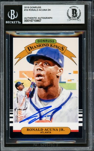 Ronald Acuna Jr. Autographed 2019 Donruss Diamond Kings Card Beckett ...