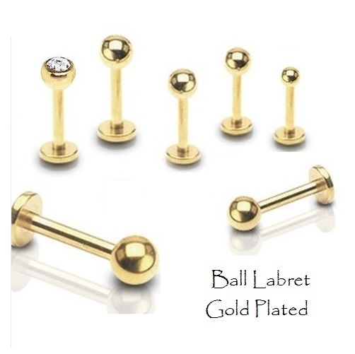 Gold Plated Labret Tragus Cartilage Lip Bar Horseshoe CBR Piercing Ear ...