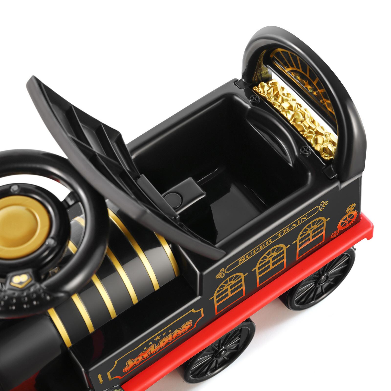 Black/Blue 6V Electric Ride On Train Toy Car for Kids w/Storage Lights ...