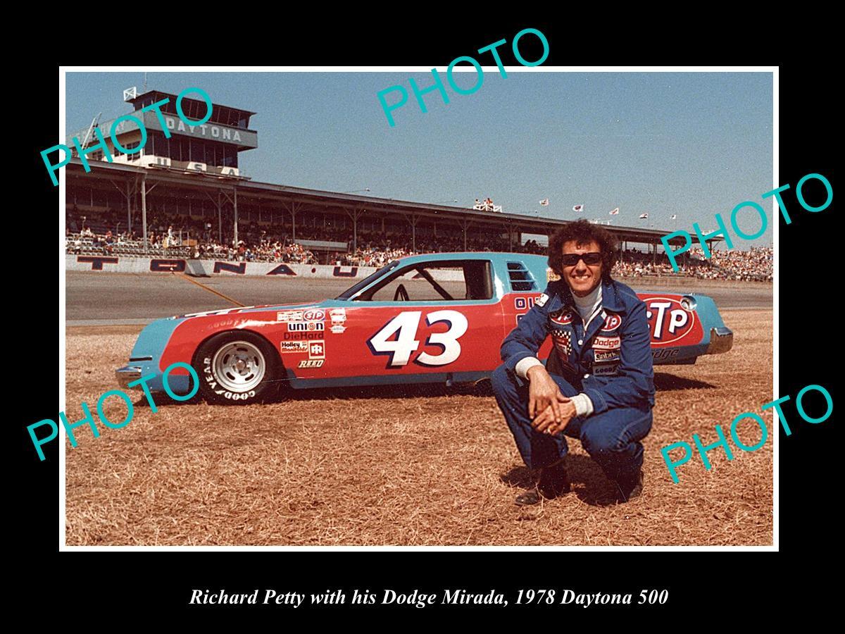 OLD MOTOR RACING PHOTO RICHARD PETTY DRIVING HIS DODGE MIRADA DAYTONA ...