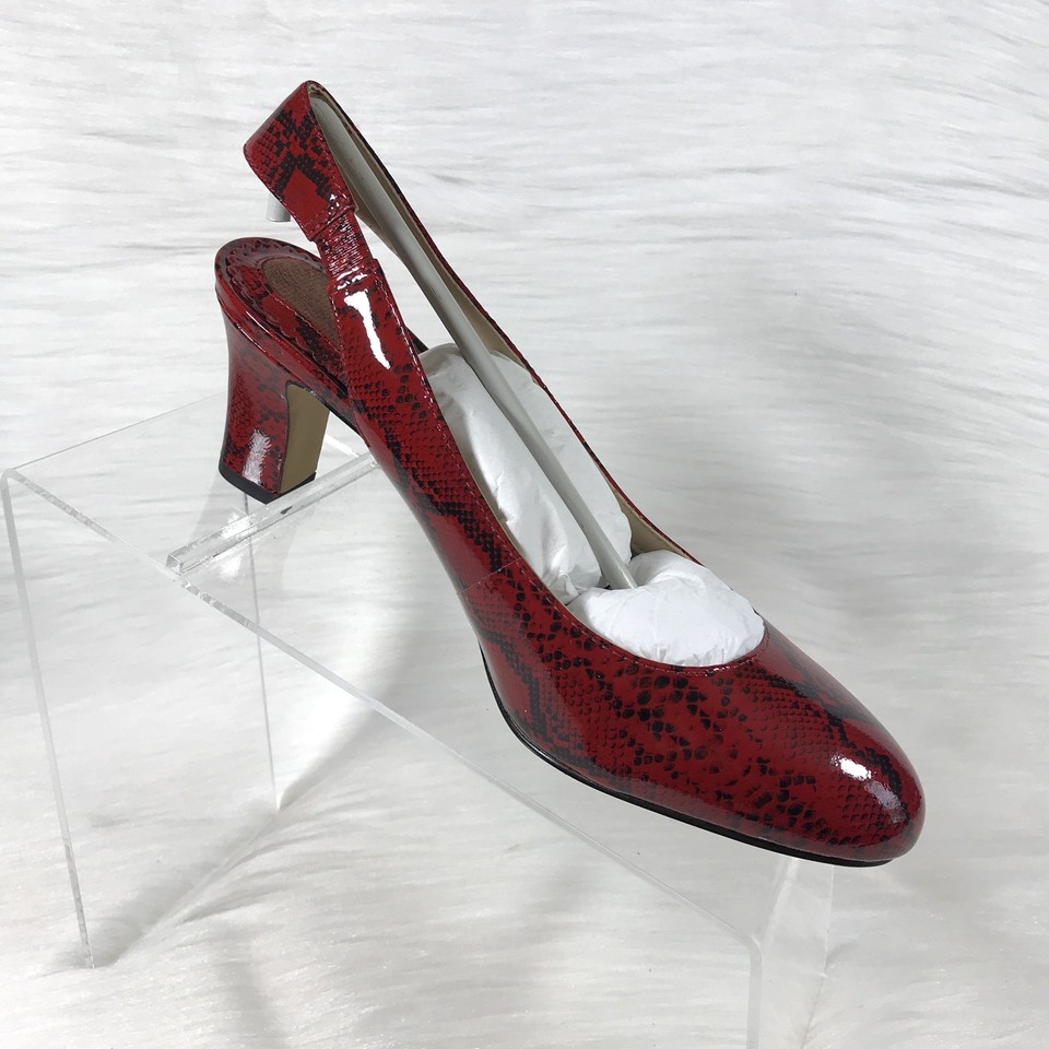 Ros Hommerson Shoes Women’s 7N Red Vicki Slingback Pumps Snake Print ...